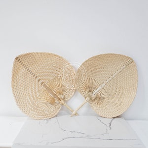 Set of 2 Wall-hanging Fans, Bamboo Decoration Fans, Handmade, Vintage ...