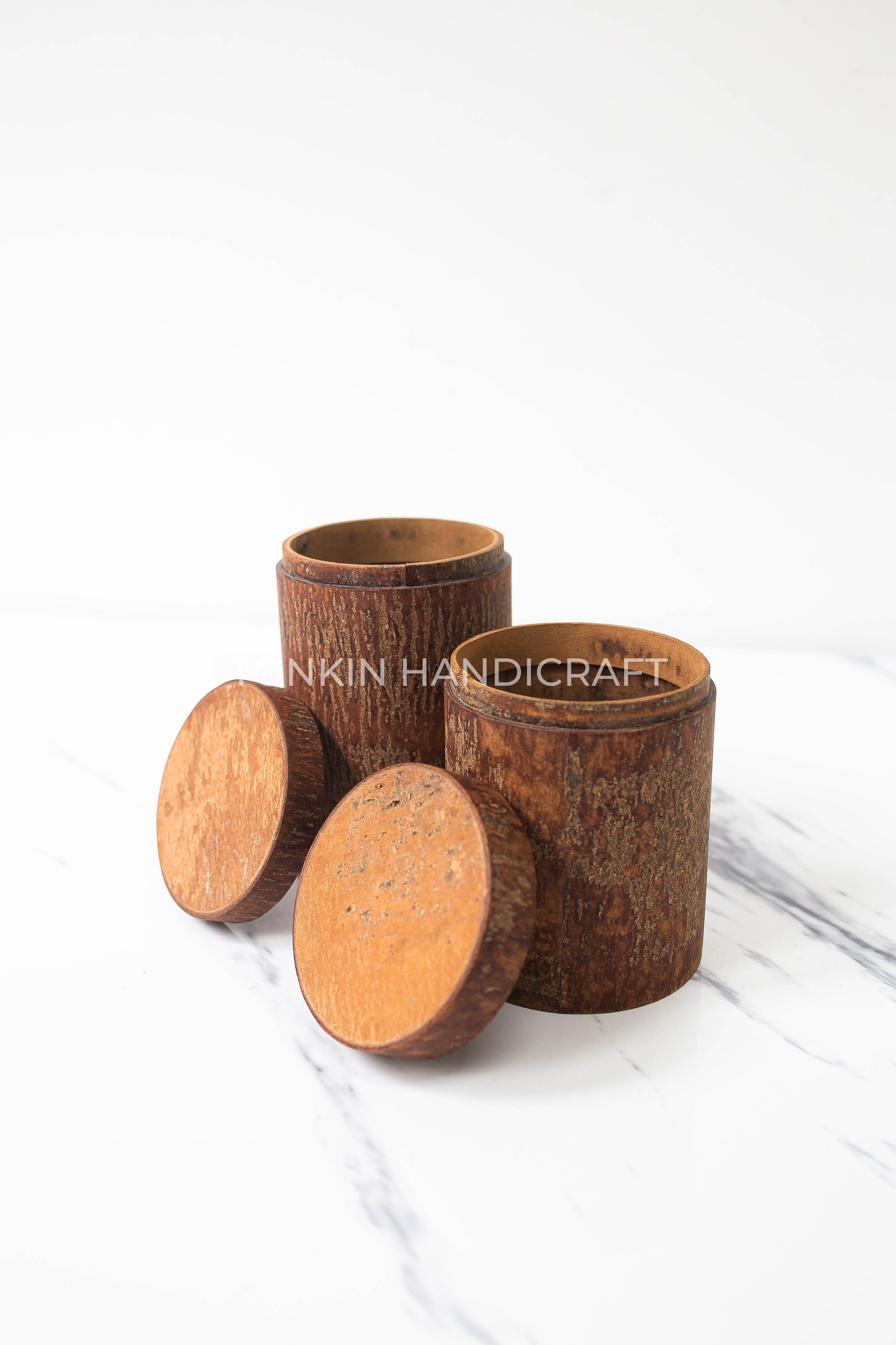Round Cinnamon Bark Box, Spice Jar Holder With Lid, Cinnamon Canister ...