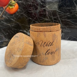 Round Cinnamon Bark Box, Spice Jar Holder With Lid, Cinnamon Canister ...