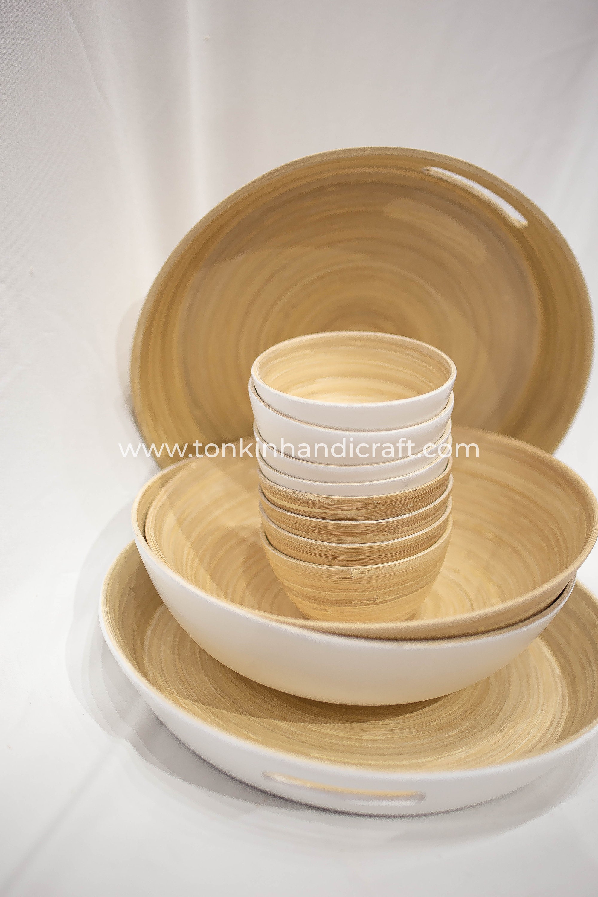 Set of 12 Bamboo Bowls and Trays Bamboo Dinnerware Gift | Etsy