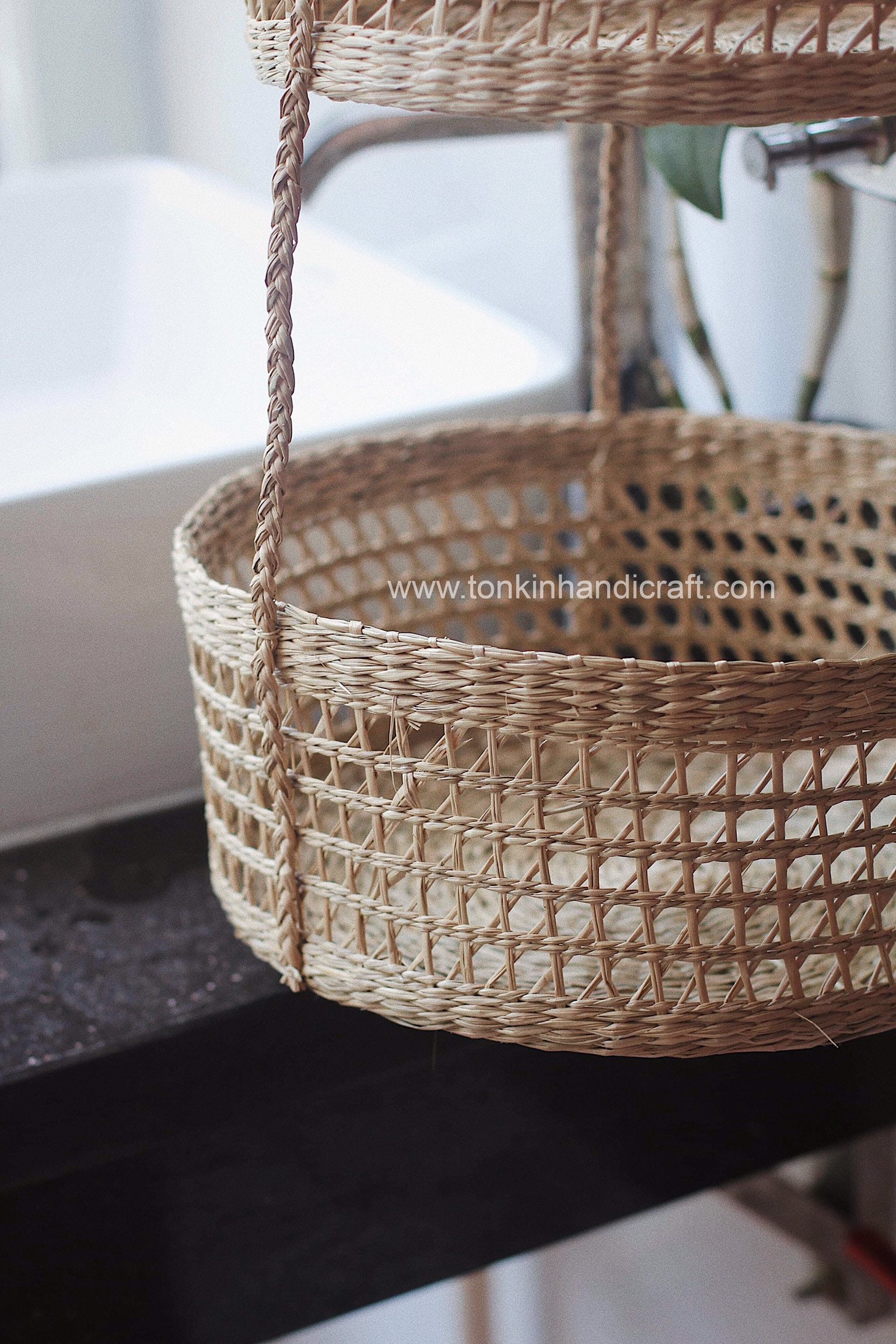 Seagrass Hanging fruit 3-tiers basket planter container | Etsy