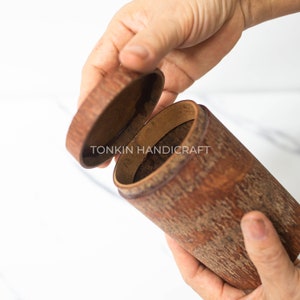 Round Cinnamon Bark Box, Spice Jar Holder With Lid, Cinnamon Canister ...