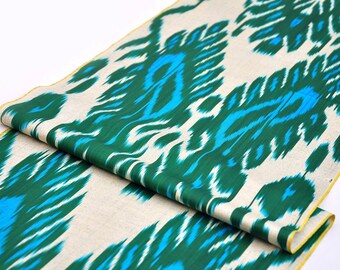 Green ikat fabric | Etsy