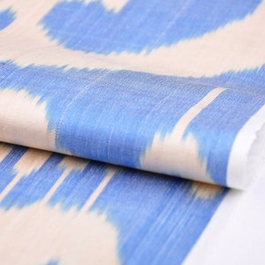 Blue Ikat Fabric by the Yard, Upholstery, Hand Woven Fabric, Handloom ...