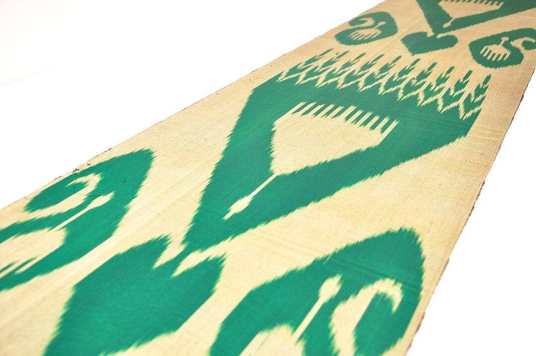 Green Ikat Fabric by the Yard, Upholstery, Handwoven, Handloom ...