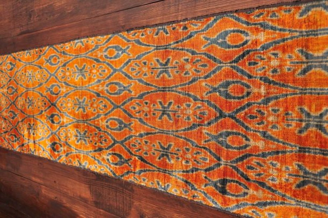 Golden Orange Velvet Fabric Golden Oak Velvet Ikat Fabric - Etsy