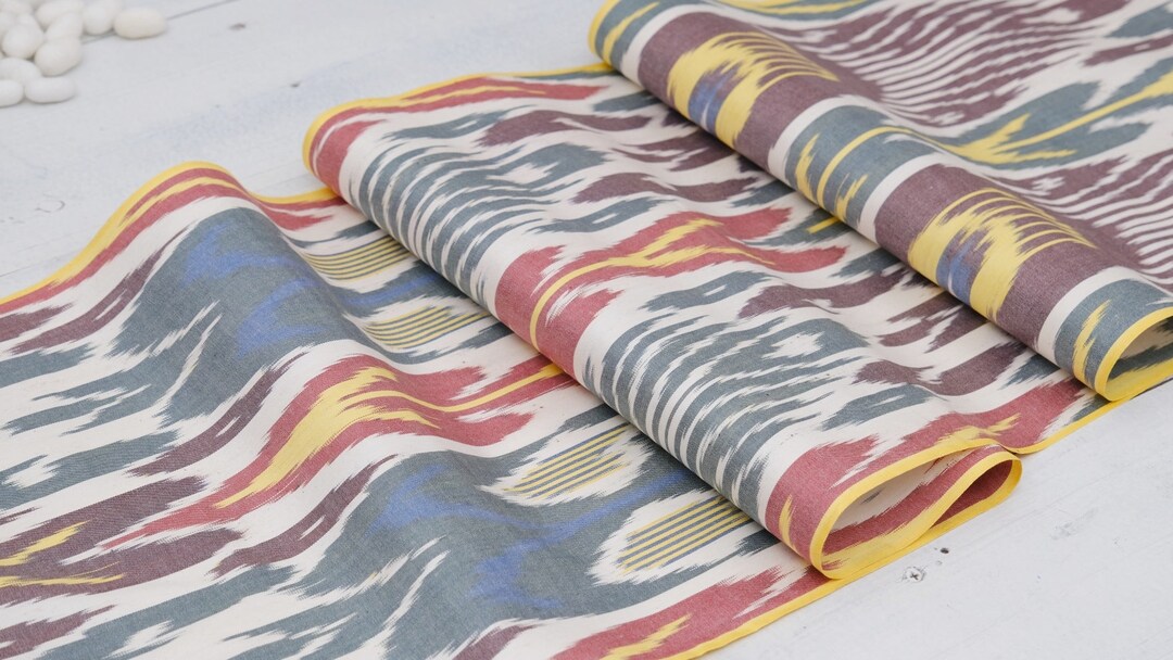 Colorful Cotton Fabric Ikat Loom Cotton Ikat Textile Vintage Inspired ...