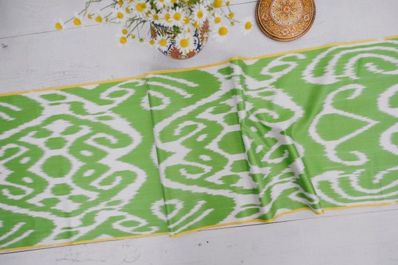 Green Ikat Fabric by the Yard Green Ikat Fabric Buy Uzbek | Etsy