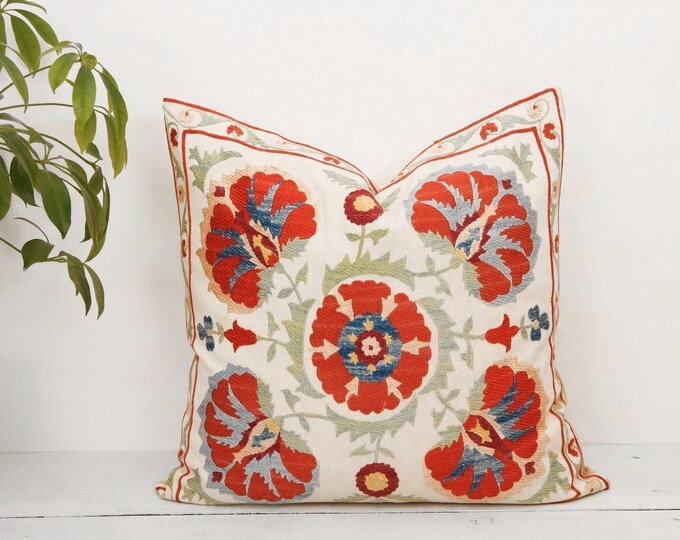Vintage Textile Suzani Turkish Throw Pillow Suzani Cushion Cover ...