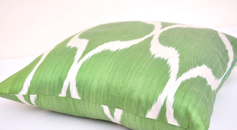 Green Ikat Pillow Cover, Silk Cotton Cushion, 20x20, Handmade - Etsy