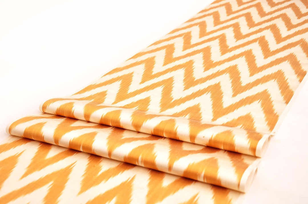 Gold Chevron Ikat Fabric, Silk Ikat Fabric, Handmade Ikat Fabric ...