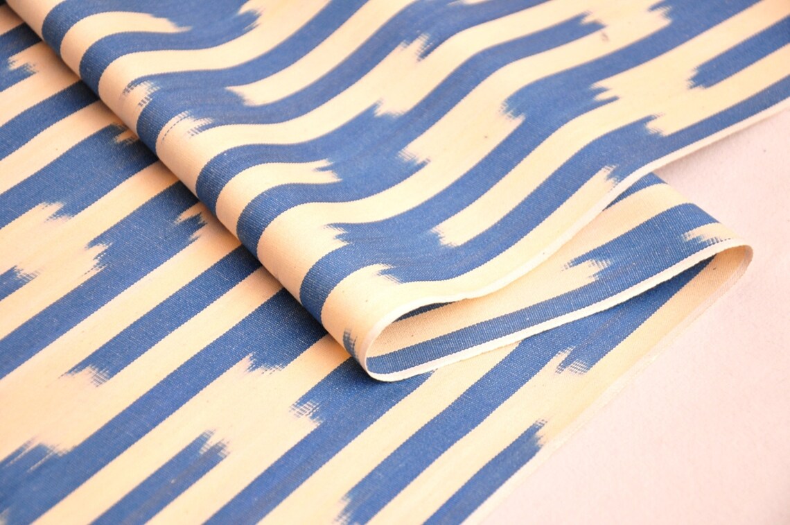 Dark Blue Cotton Ikat Fabric Cotton Ikat Fabric by the Yard | Etsy