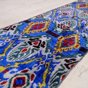 Cobalt Blue Upholstery Fabric Blue Velvet Fabric Blue Ikat Fabric ...