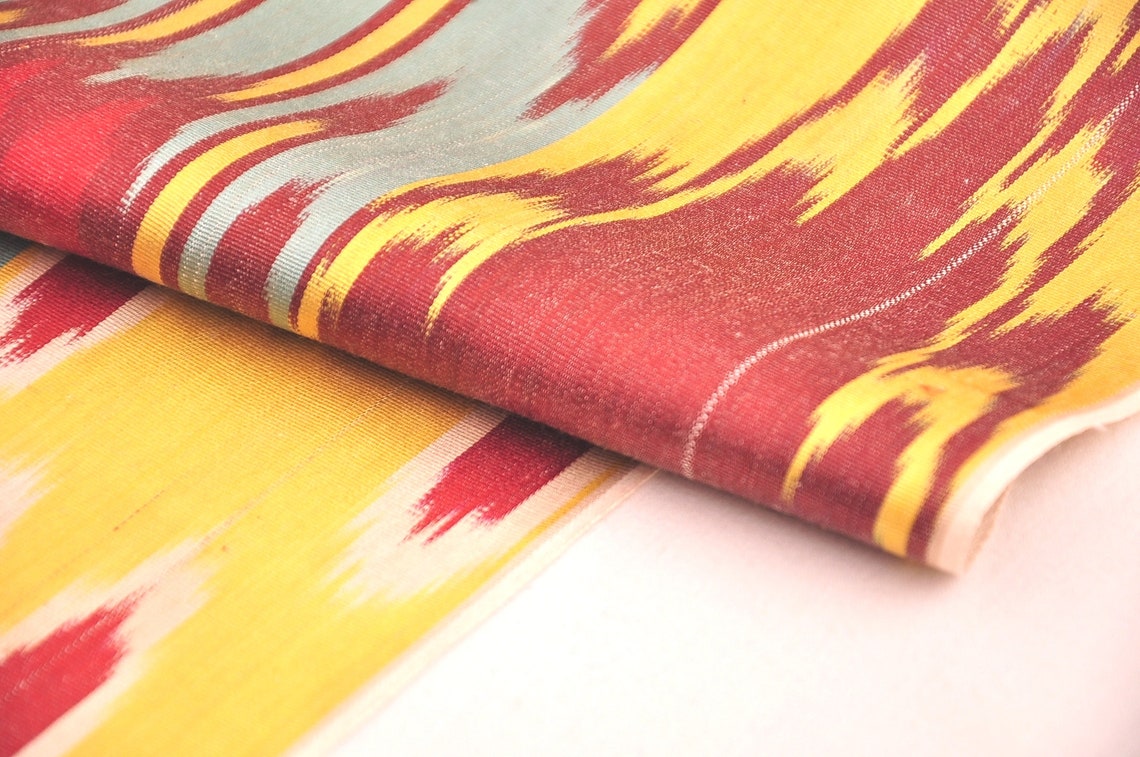 Multi Color Ikat Fabric by the Yard Silk Ikat Fabric Hand | Etsy