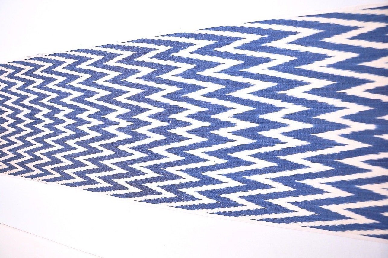 Dark Blue Chevron Ikat Fabric Ikat Fabric by the Yard - Etsy