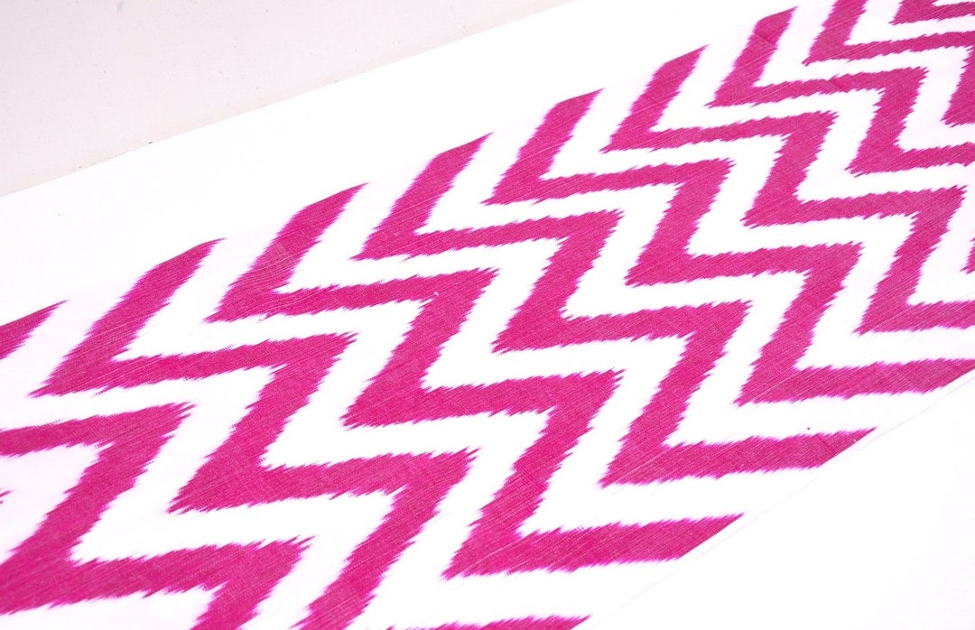 Hot Pink Chevron Ikat Fabric by the Yard, Ikat Textiles, Uzbek Ikat ...