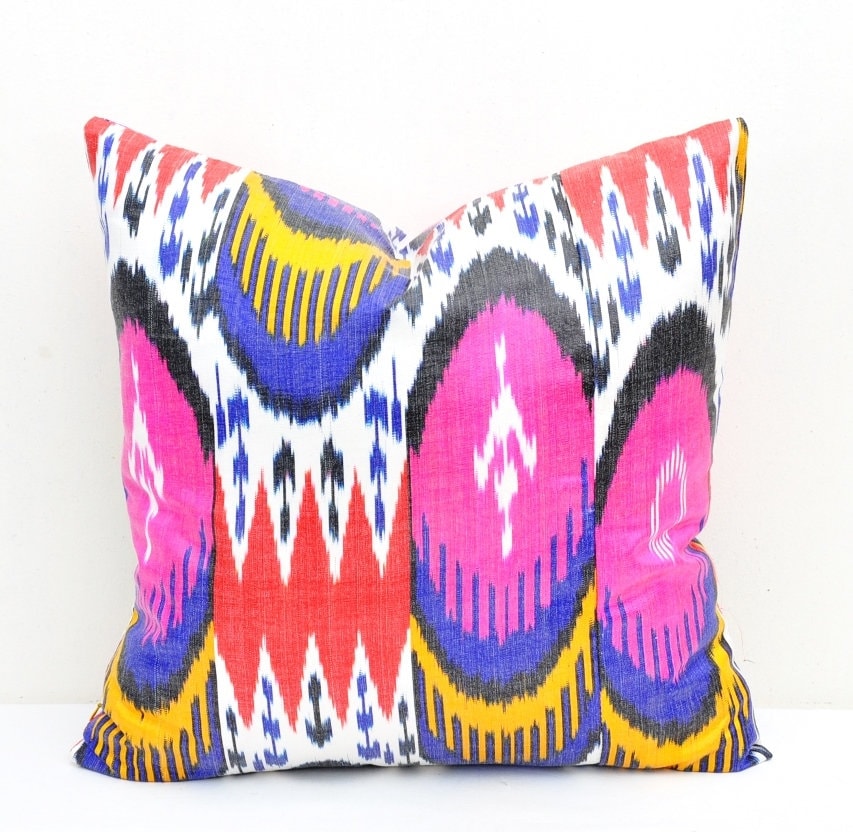 Multi color ikat pillow Ikat cushion Accent decorative | Etsy