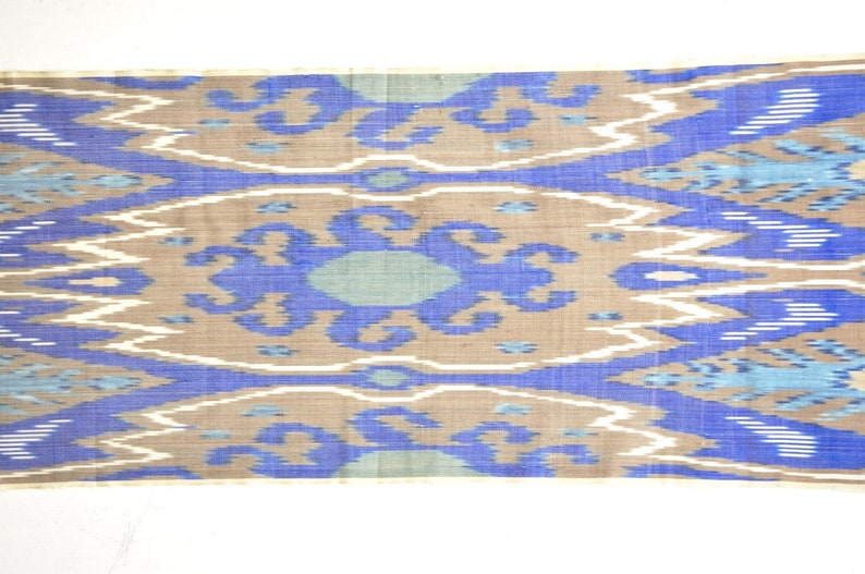 Blue Ikat Fabric by the Yard Upholstery Handwoven Handloom - Etsy
