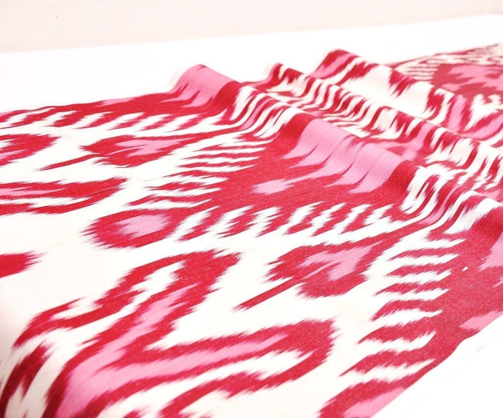 Red Silk Ikat Fabric by the Yard Ikat Upholstery Fabric Hand - Etsy