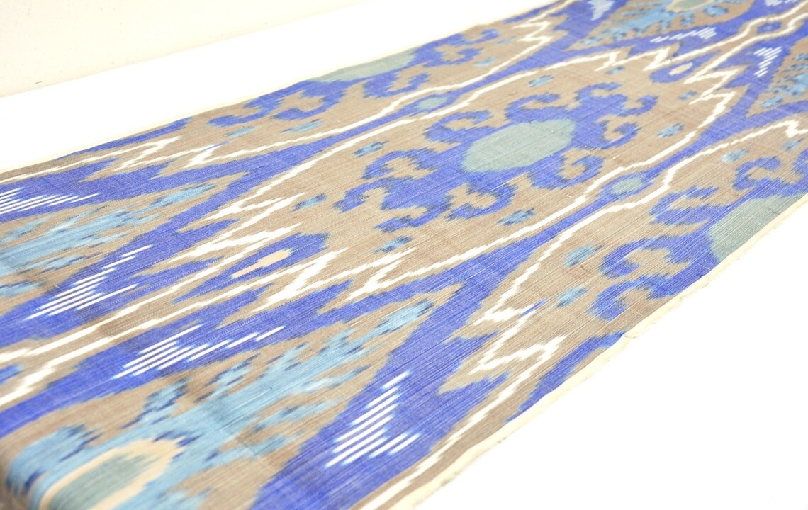 Blue ikat fabric by the yard upholstery handwoven handloom | Etsy