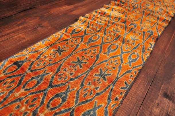 Golden Orange Velvet Fabric Golden Oak Velvet Ikat Fabric - Etsy