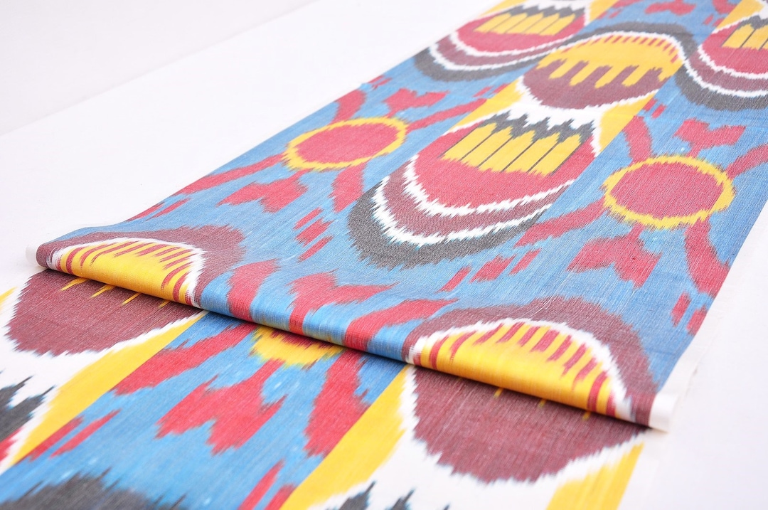 Multi Color Ikat Fabric by the Yard, Upholstery, Handwoven Fabric ...