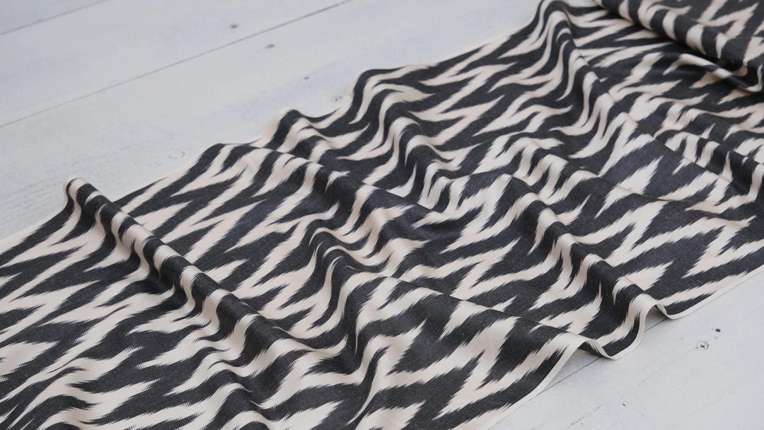 Black Chevron Ikat Fabric by the Meter Upholstery Ideas Sustainable ...