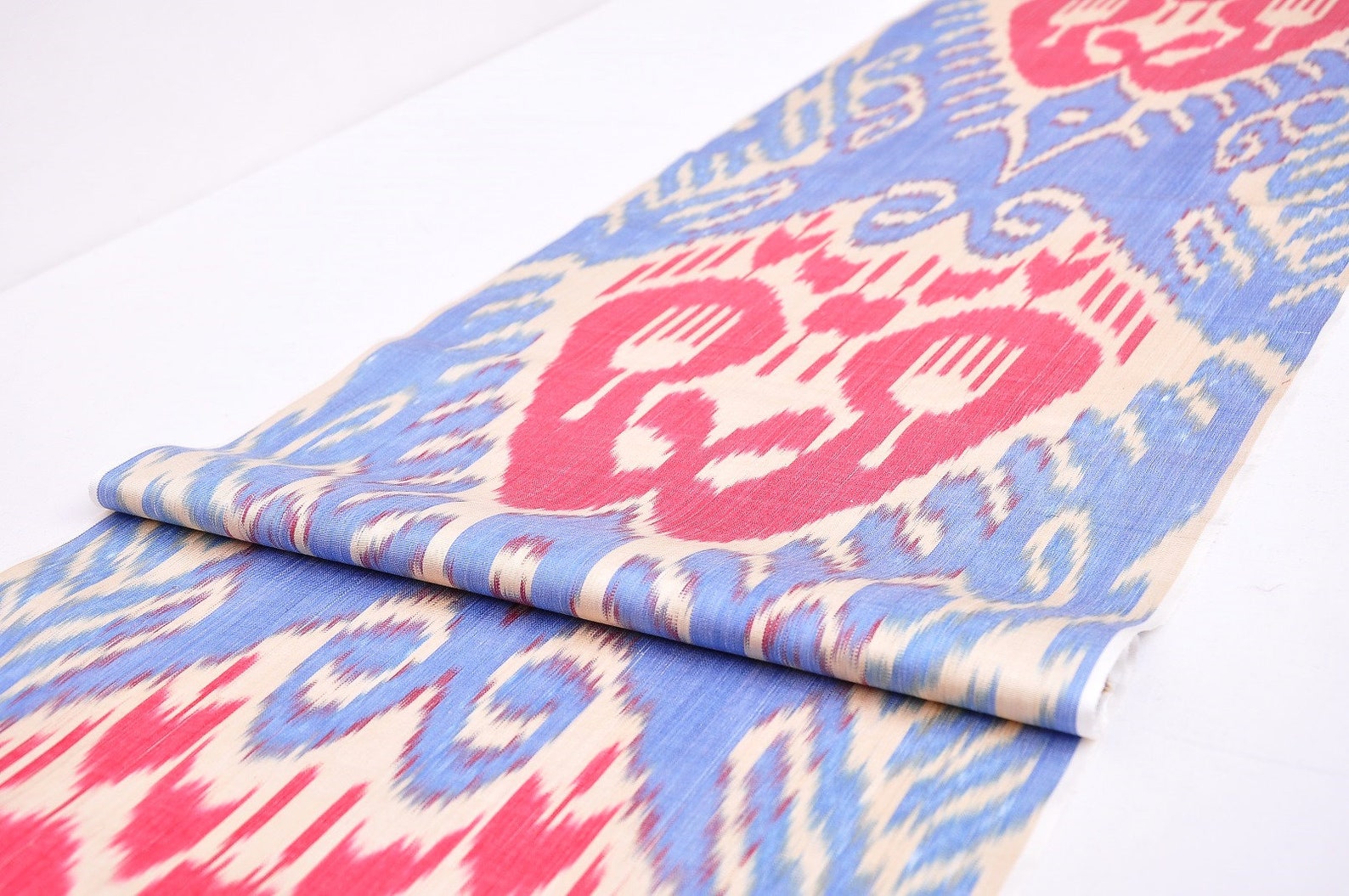 Blue Ikat Fabric by the Yard Upholstery Handwoven Fabric - Etsy Sweden