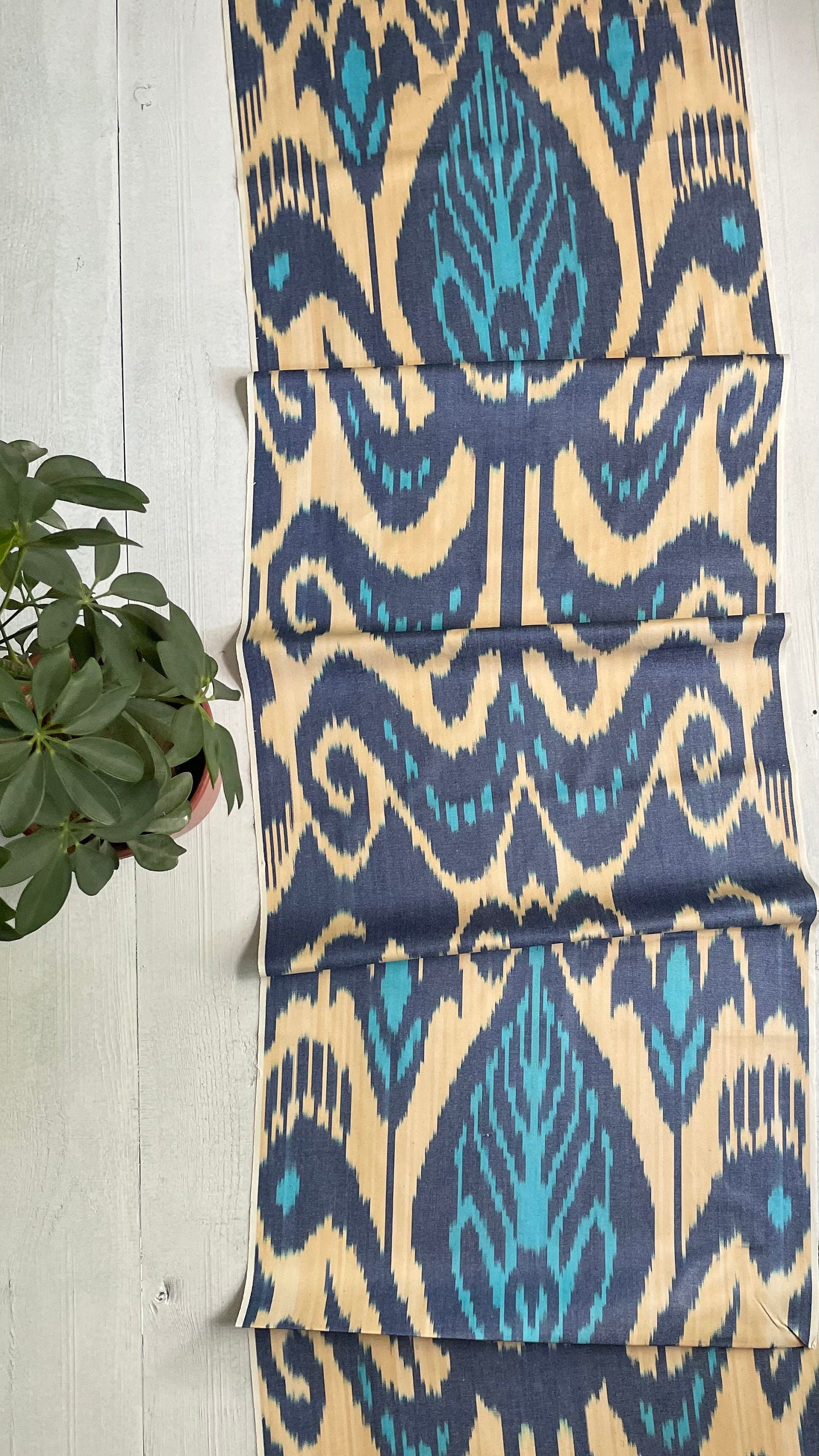 Blue Interior Design Fabric Trendy Blue Ikat Fabric Art Deco - Etsy