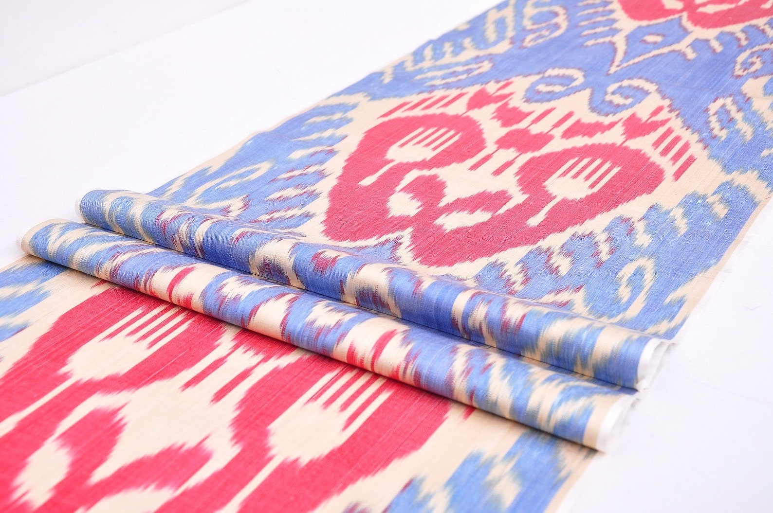 Blue Ikat Fabric by the Yard Upholstery Handwoven Fabric - Etsy Sweden