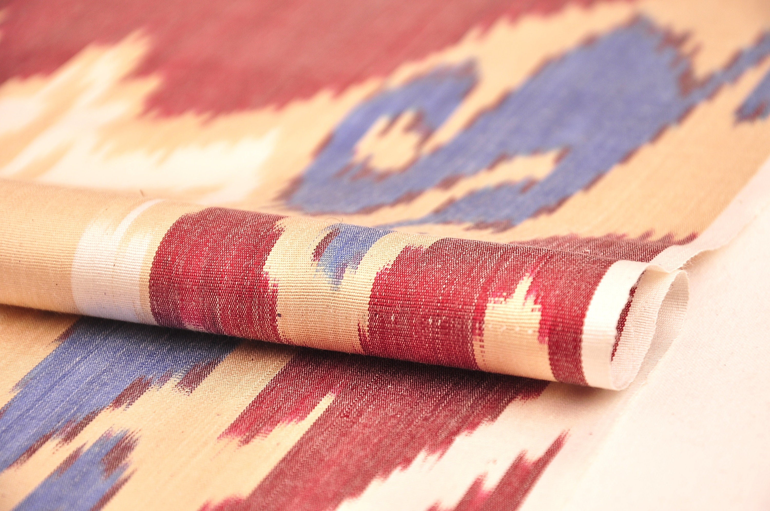 Brown Ikat Fabric by the Yard Upholstery Handwoven Fabric - Etsy