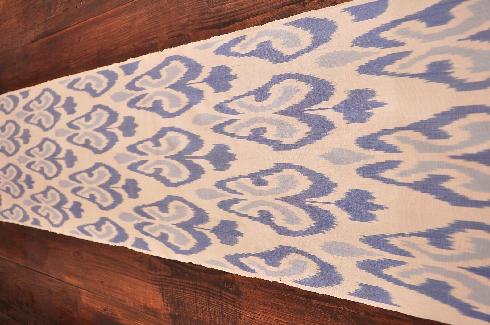 Classic Blue Silk Fabric Upholstery Silk Fabric Pattern Ikat | Etsy