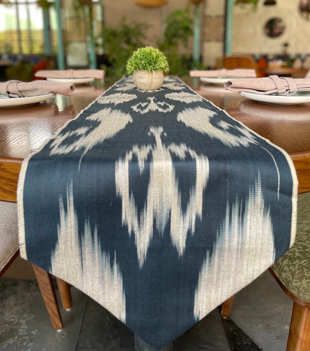 Handwoven Cotton Ikat Table Runner, Dining Table Decor - Etsy