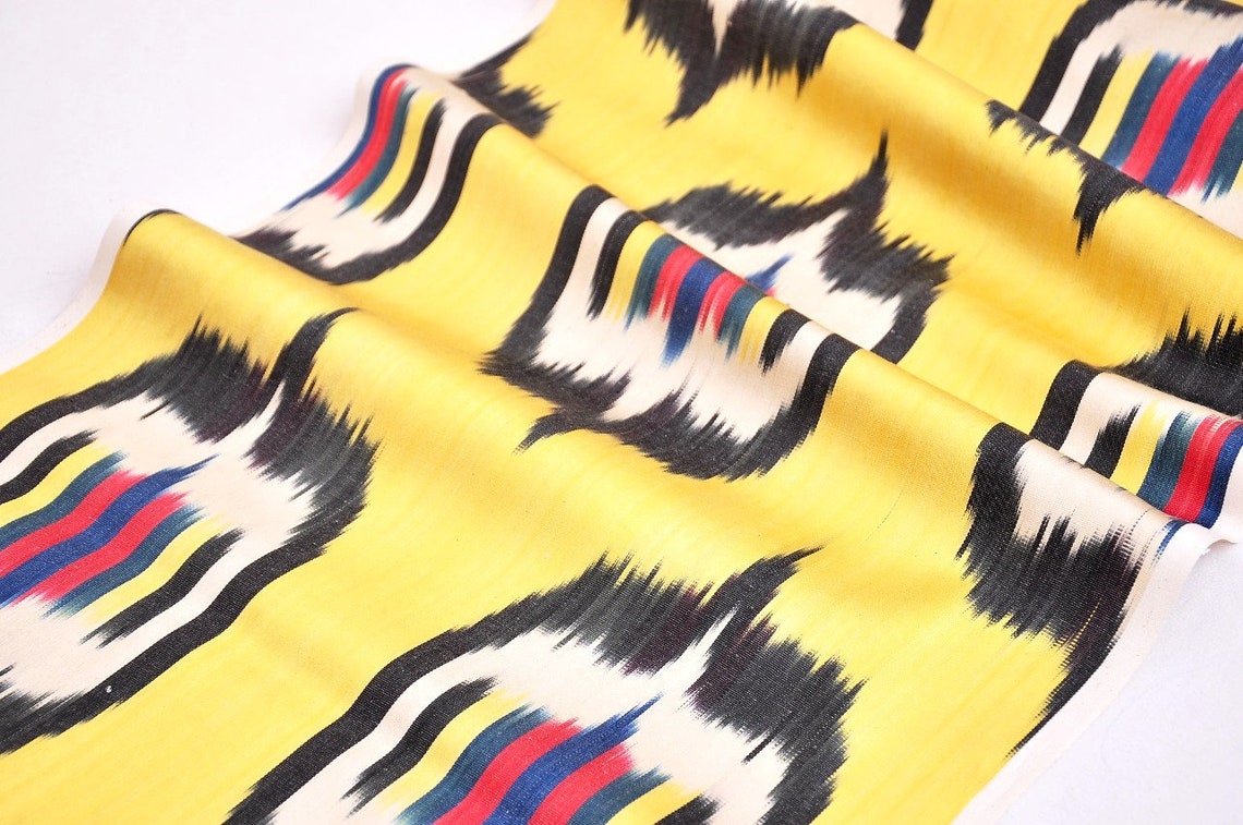 Yellow Ikat Fabric Silk Ikat Fabric Handmade Ikat Fabric - Etsy
