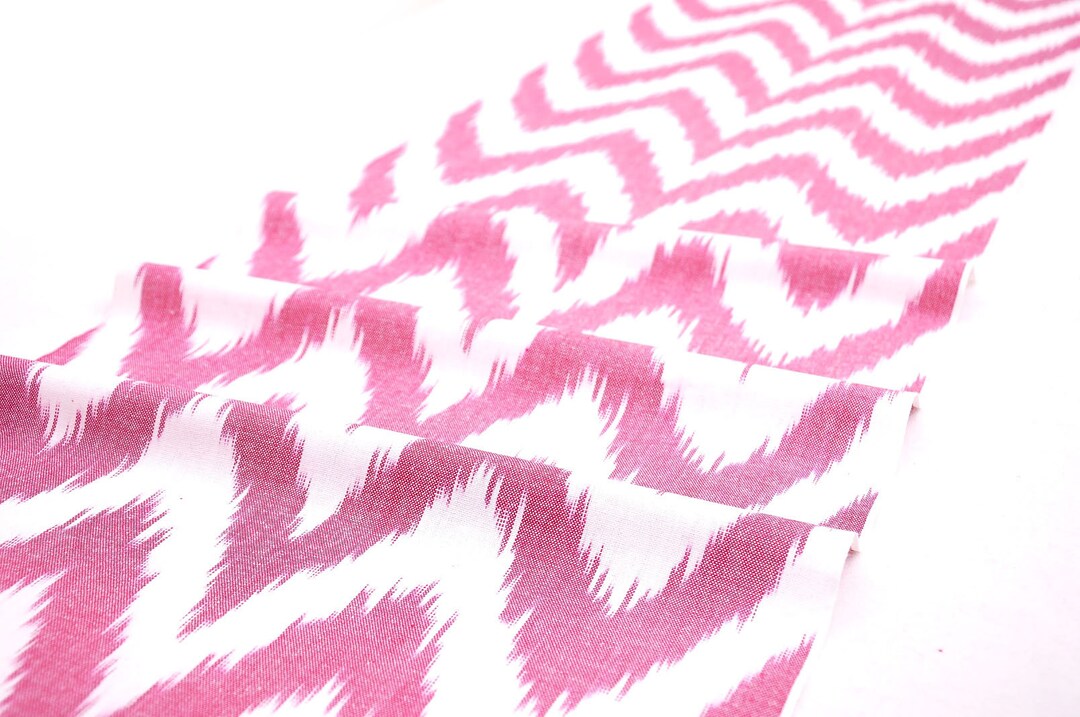 Pink Chevron Ikat Fabric, Cotton Ikat Fabric by the Yard, Upholstery ...