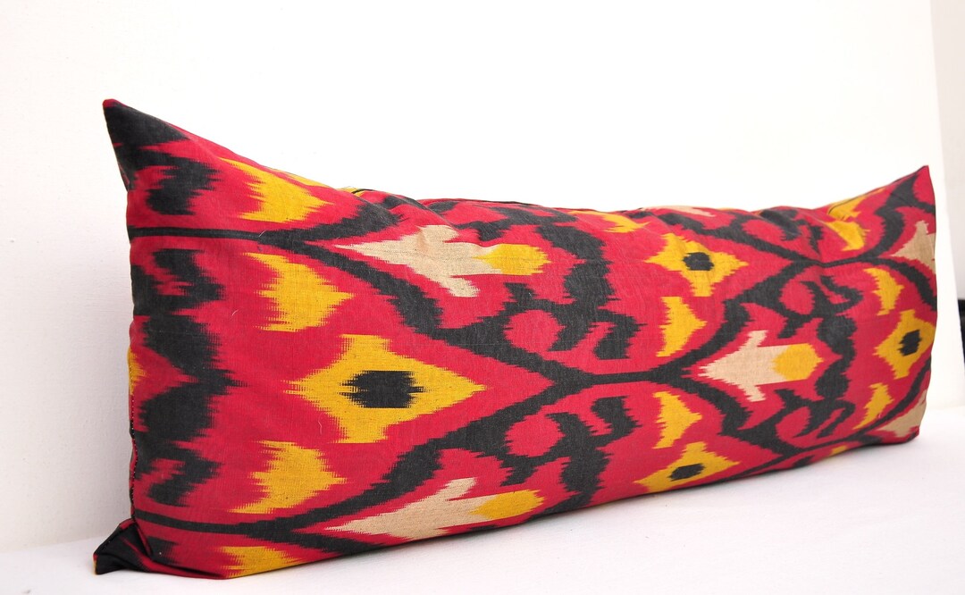 Red and Black Long Body Pillow, Bedroom Pillow, Silk Long Pillow Covers ...