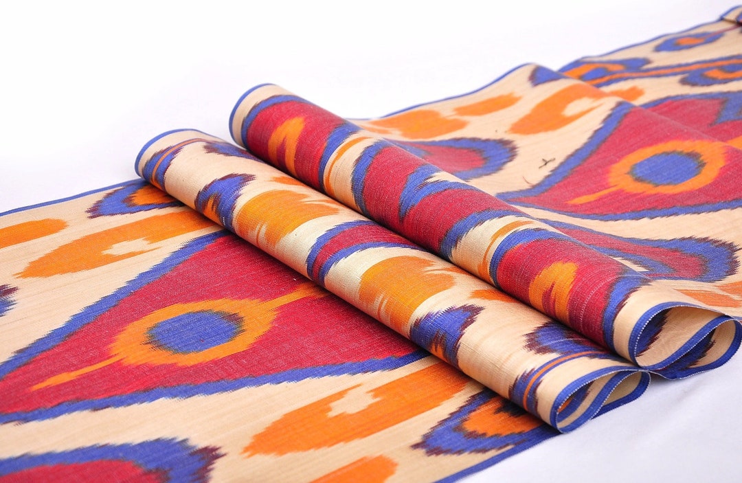 Multi Color Ikat Fabric by the Yard, Ikat Upholstery Fabric, Handwoven ...