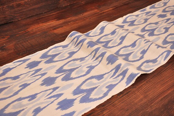 Classic Blue Silk Fabric Upholstery Silk Fabric Pattern Ikat | Etsy