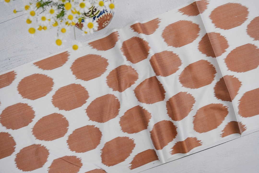 Tan Polka Dot Ikat Fabric Sold by Meter, Browny Dots Upholstery Fabric ...