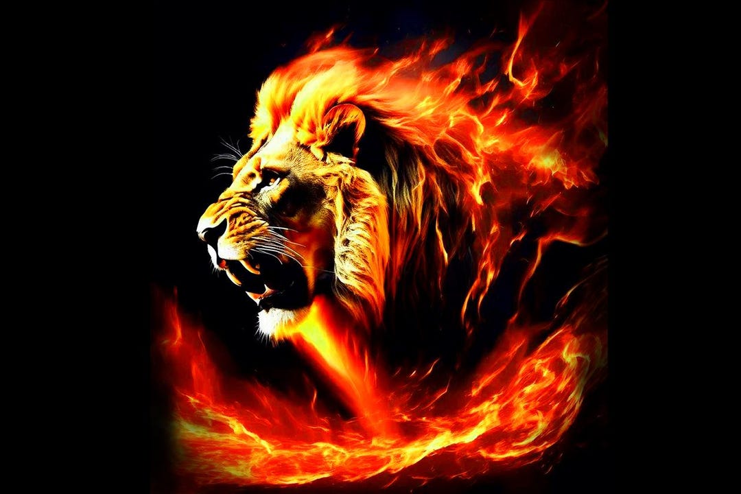 FIERY LION - II Silk Printed Worship Flags - Etsy
