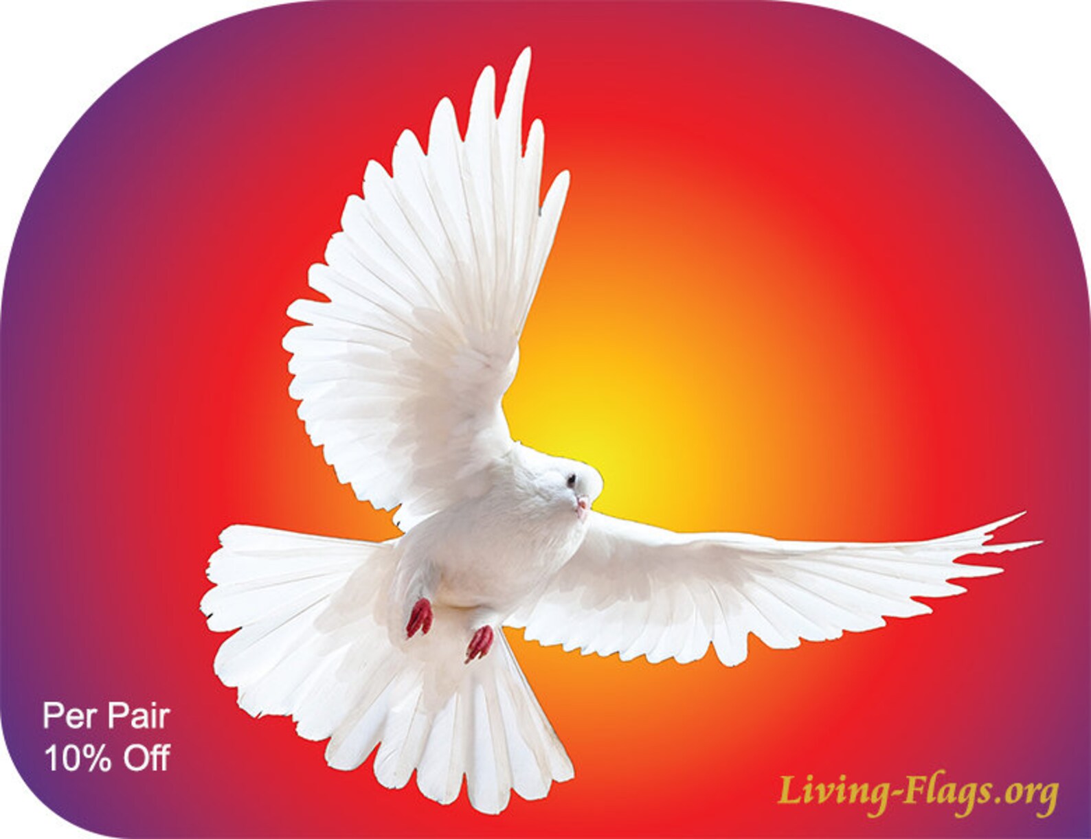 Dove (holy Spirit) Yellow-red-purple Radiant Background - Printed ...