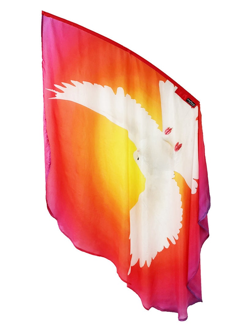 Dove (holy Spirit) Yellow-red-purple Radiant Background - Printed ...