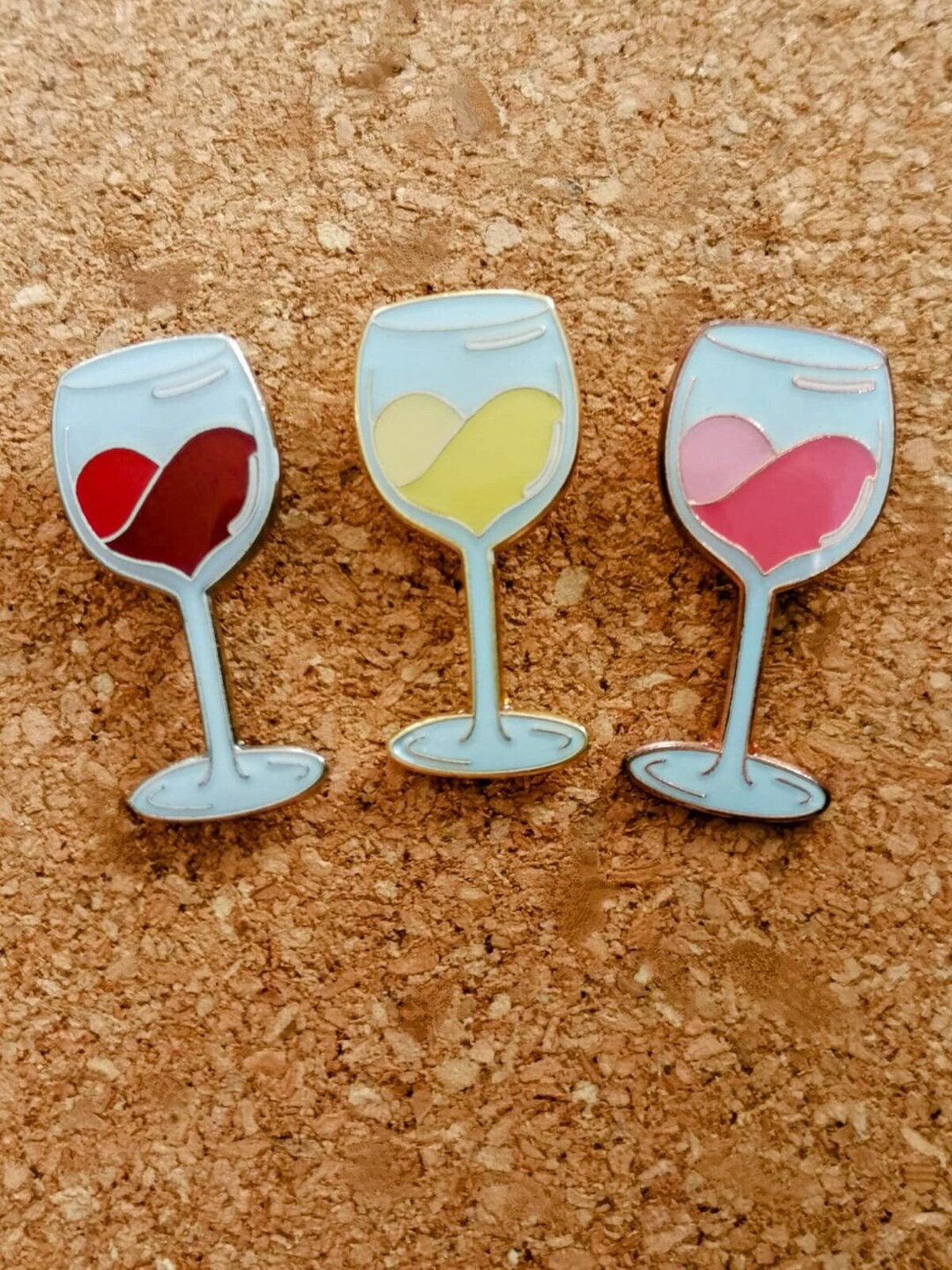 Enamel Pin Cute Heart-shaped Red Wine Glass White Wine Goblet Pink Wine ...