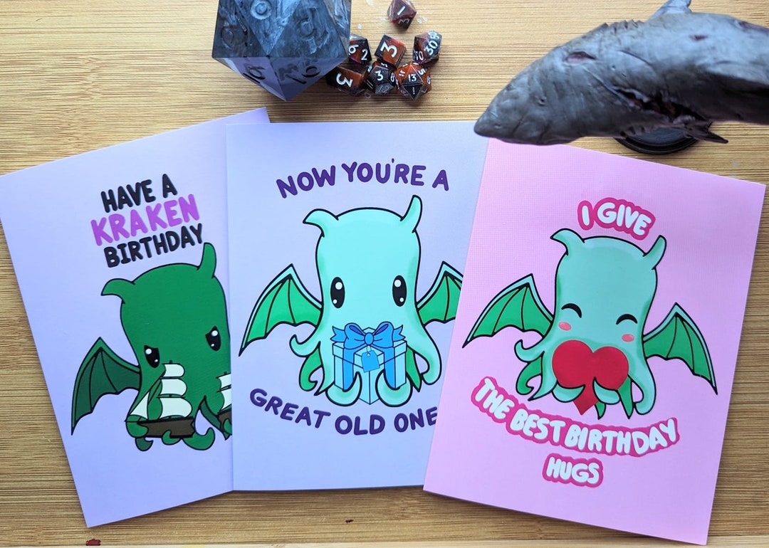 Cthulhu Birthday Greeting Cards, You're a Great Old One, Have a Kraken ...