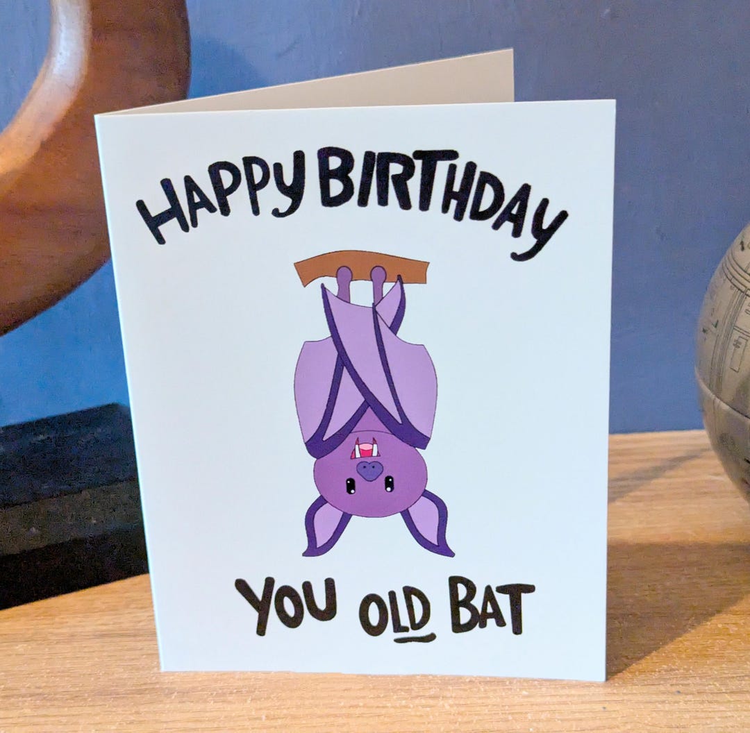 Purple Vampire Bat Birthday, Greetings Cards, Nerdy, Happy Birthday You ...