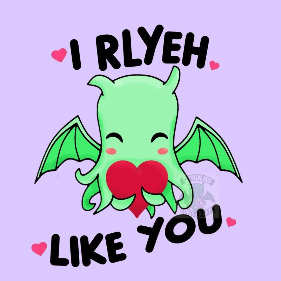 Cthulhu Holding Heart Valentines Day Card, Romantic, Anniversary, Nerdy ...