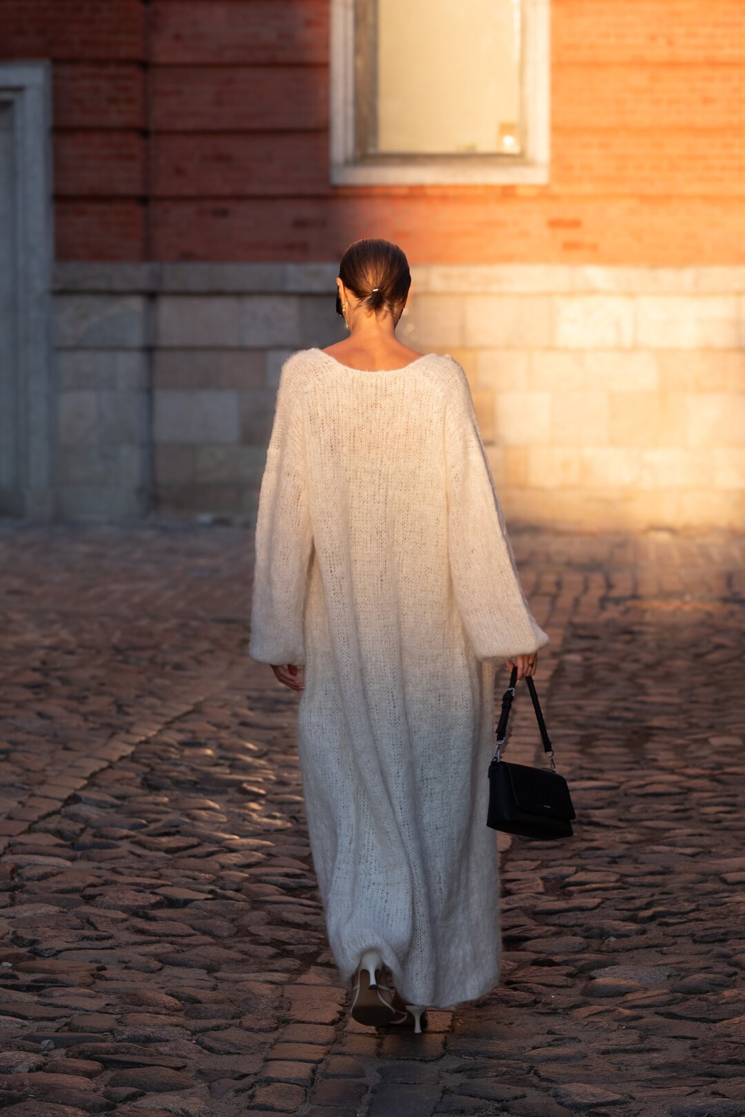 Long Alpaca Cardigan: Hand-knitted Flounce Sleeve Bridal Robe - Etsy