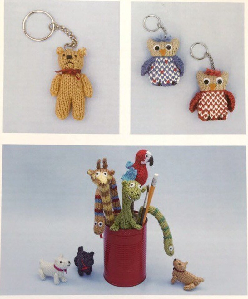 Small Toys Knitting Pattern Teddy Key Ring Terrier Dog Owl | Etsy