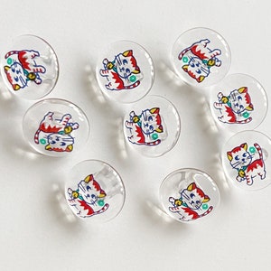 10x Cat Buttons, White or Clear, 15mm, Baby & Child, Picture Buttons ...