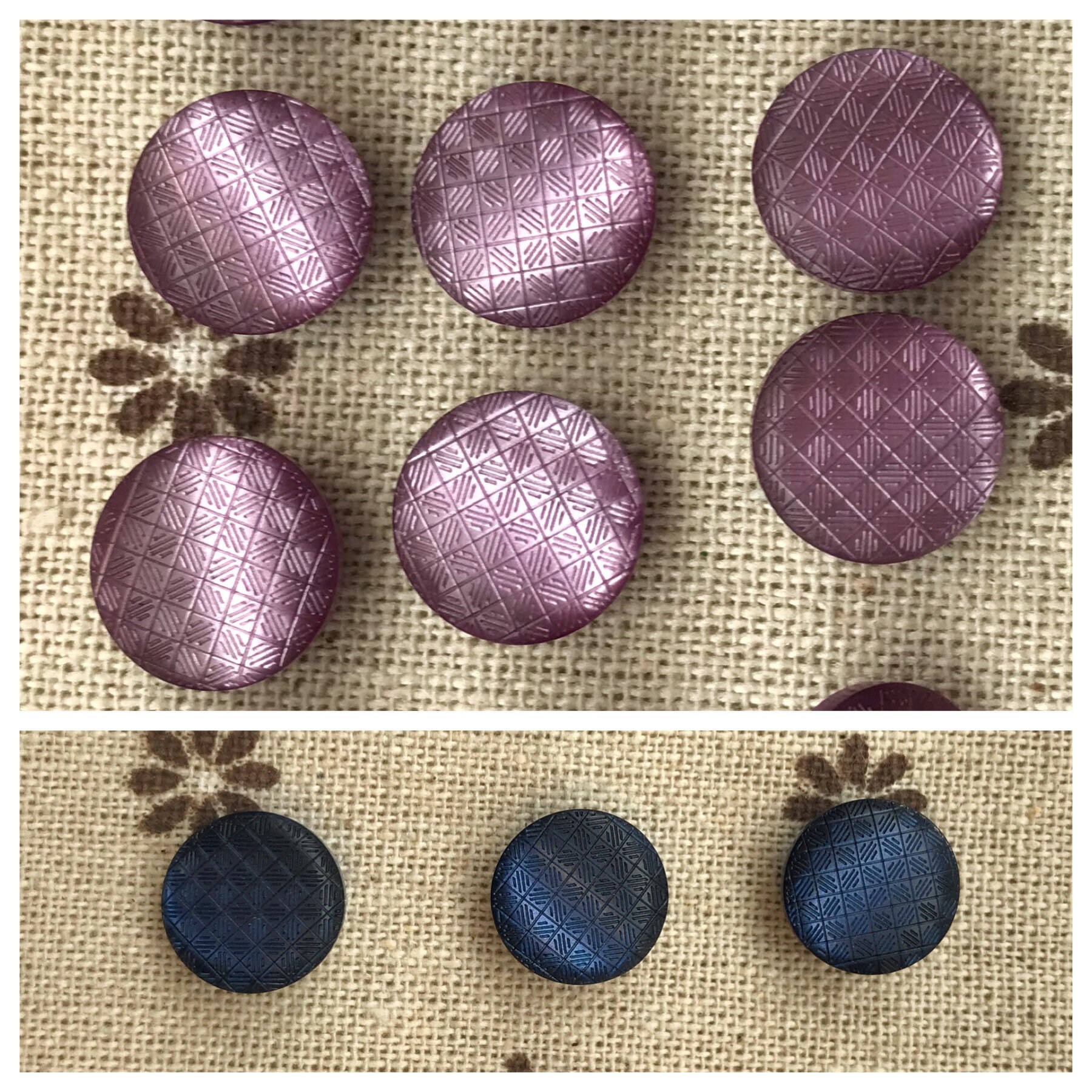 10 x Shank Buttons With Etched Design Navy Blue Dusky | Etsy